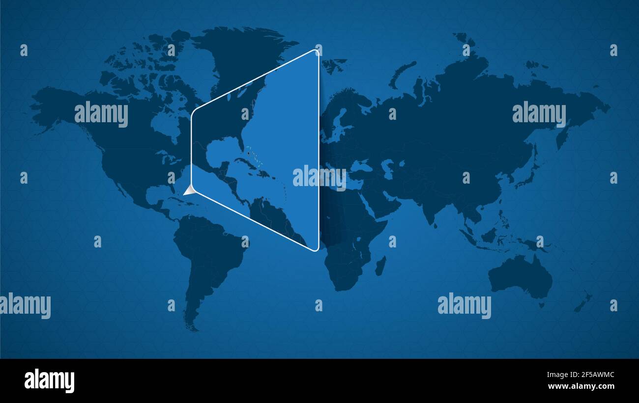 Detailed world map with pinned enlarged map of The Bahamas and ...