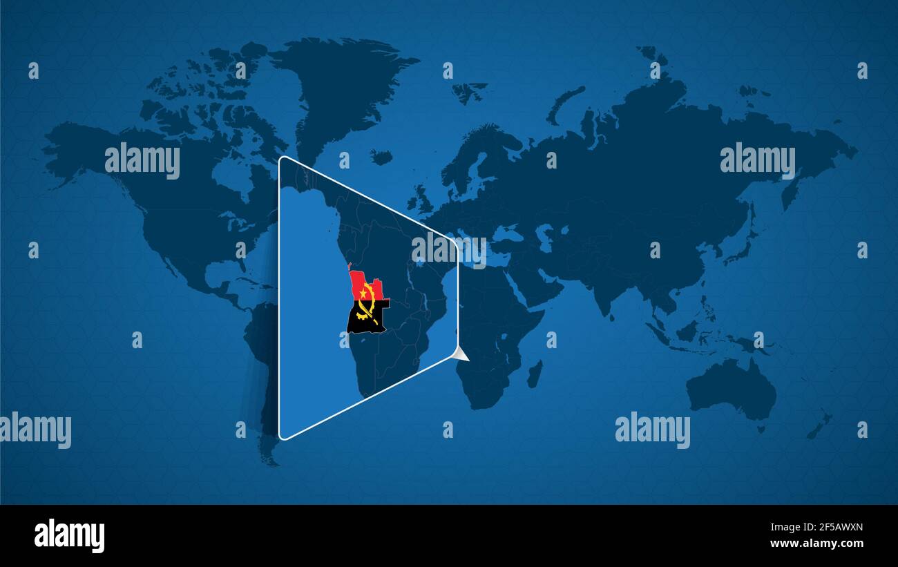 Detailed world map with pinned enlarged map of Angola and neighboring ...