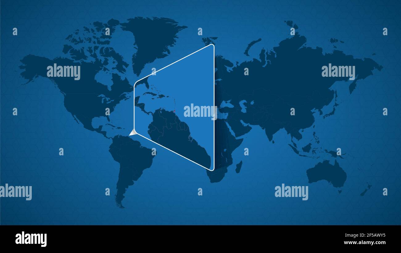 Detailed world map with pinned enlarged map of Trinidad and Tobago and ...