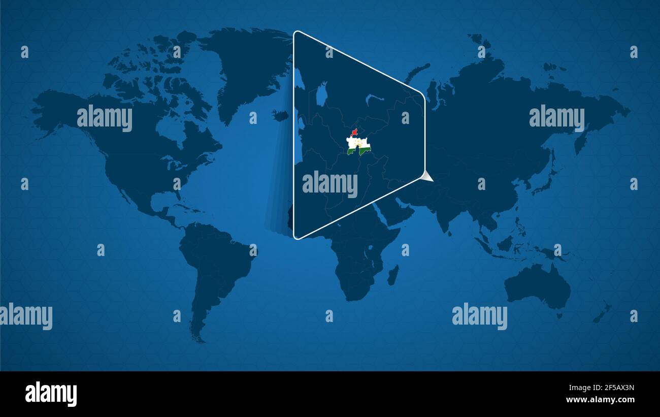 Detailed world map with pinned enlarged map of Tajikistan and ...