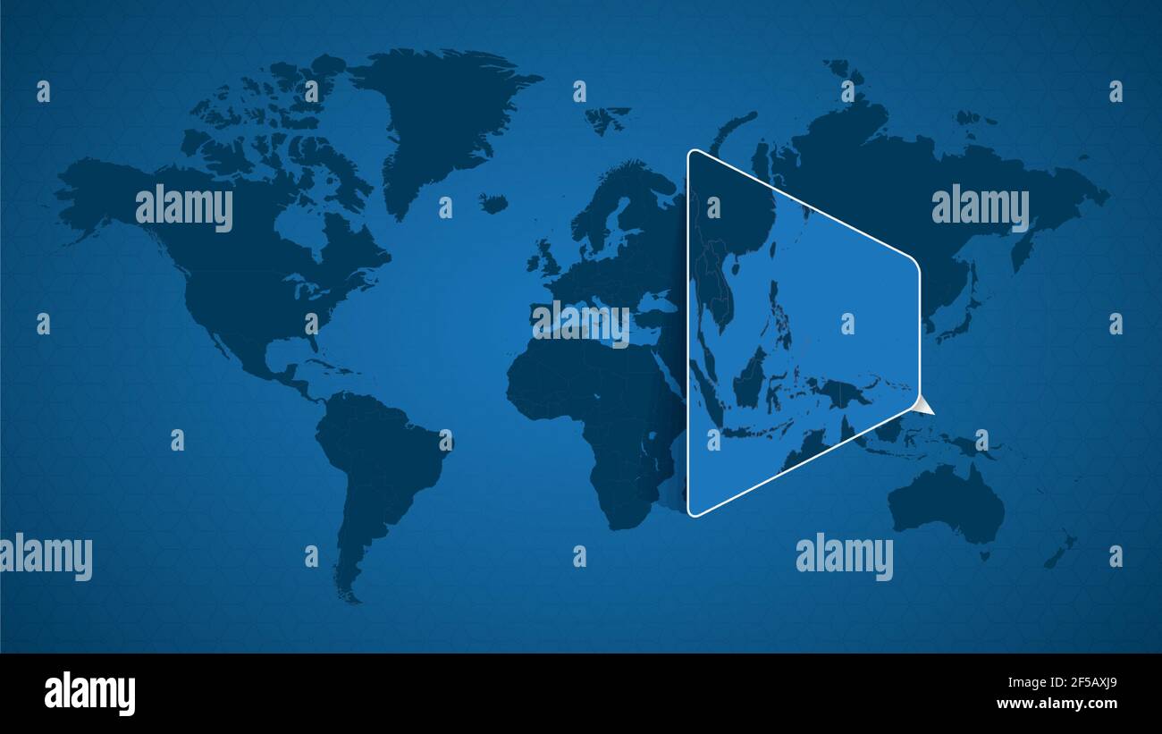 Detailed world map with pinned enlarged map of Palau and neighboring ...