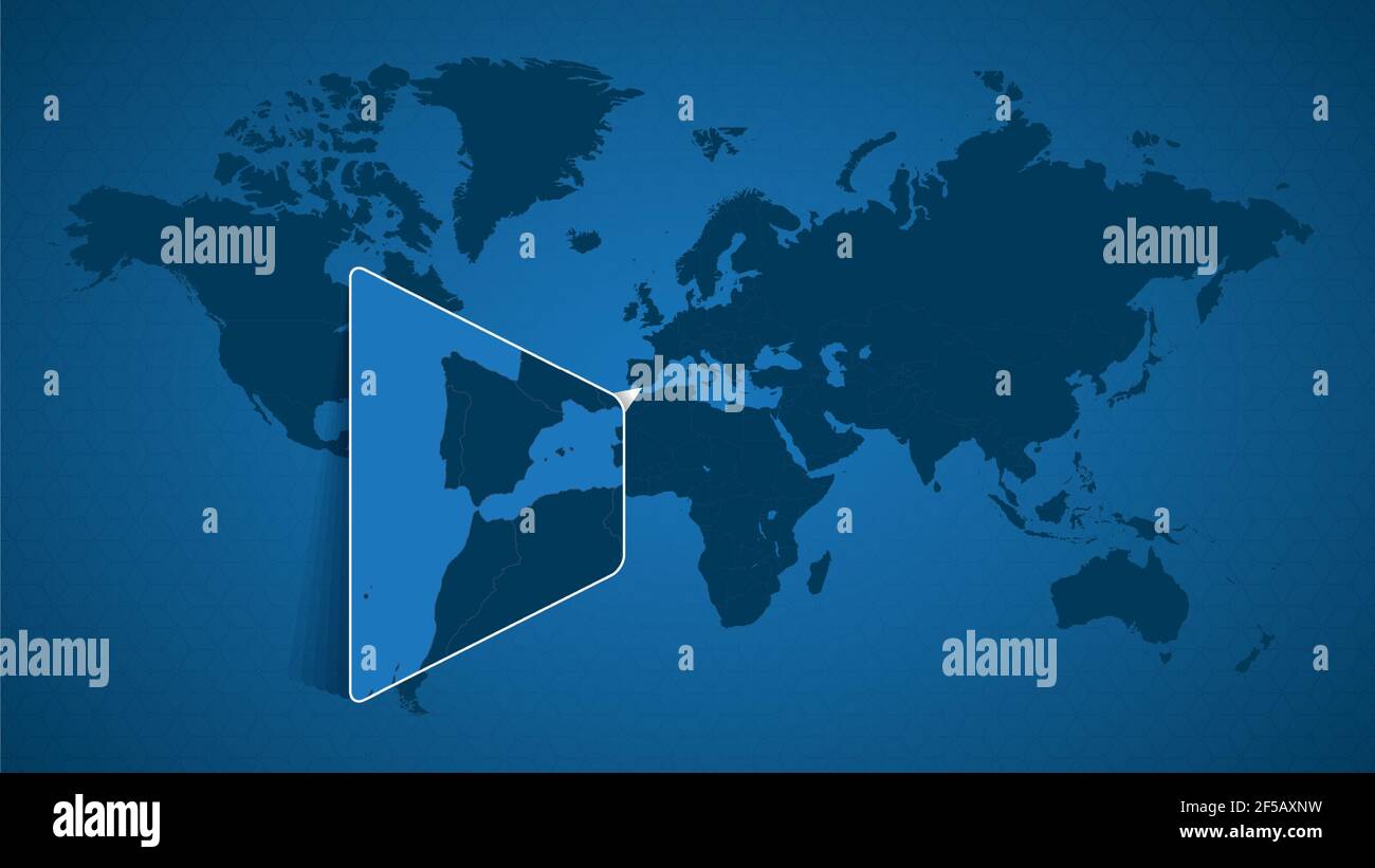 Detailed world map with pinned enlarged map of Gibraltar and ...