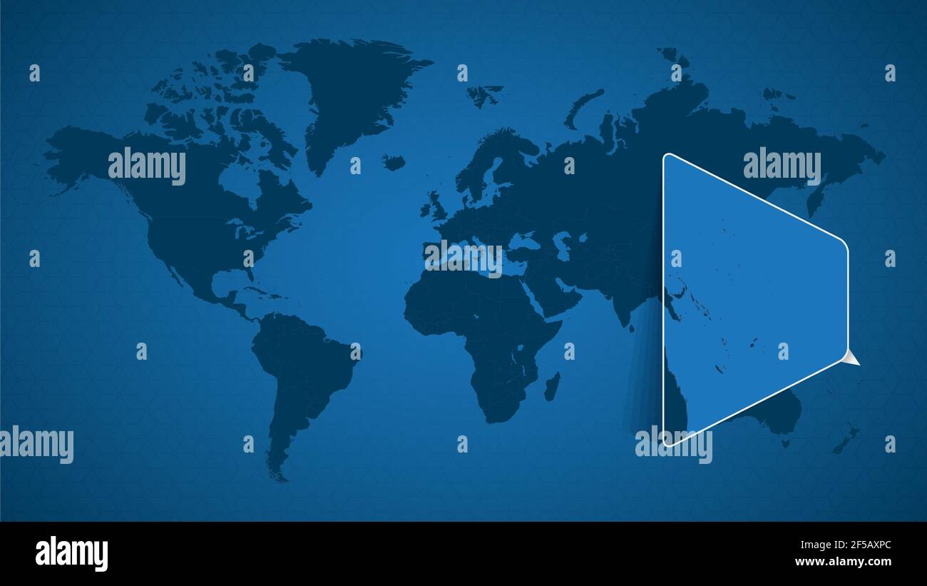 Detailed world map with pinned enlarged map of Tuvalu and neighboring ...