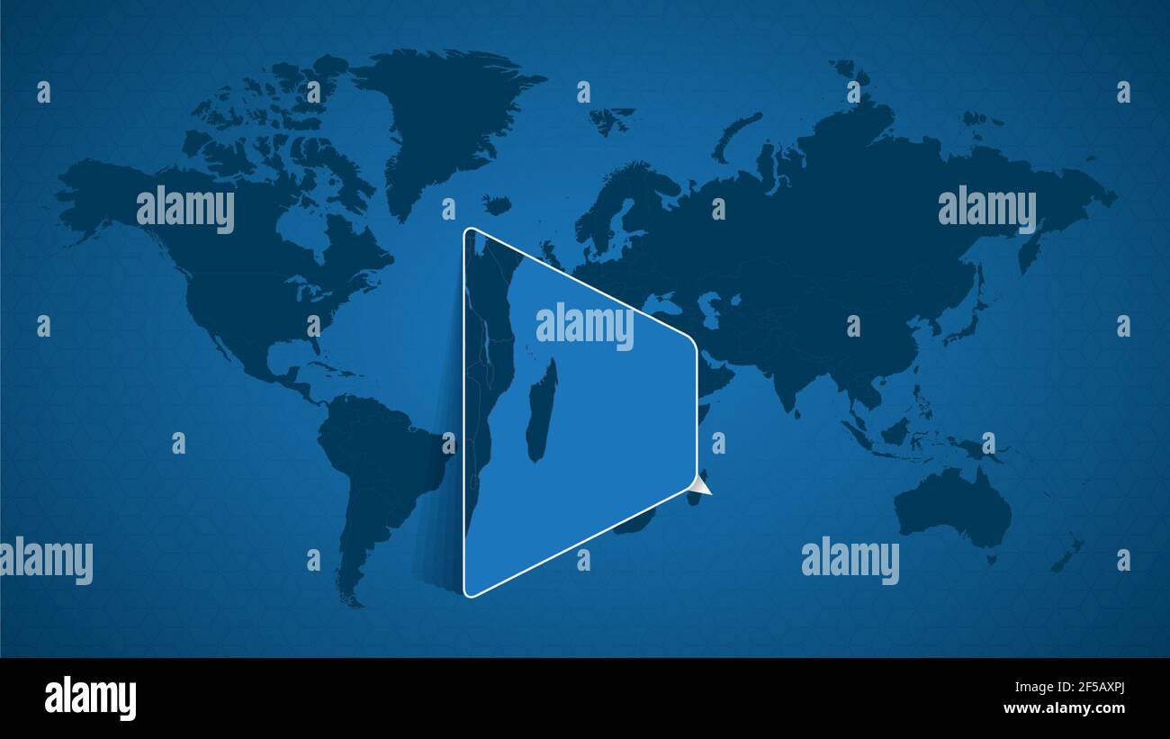 Detailed world map with pinned enlarged map of Mauritius and ...