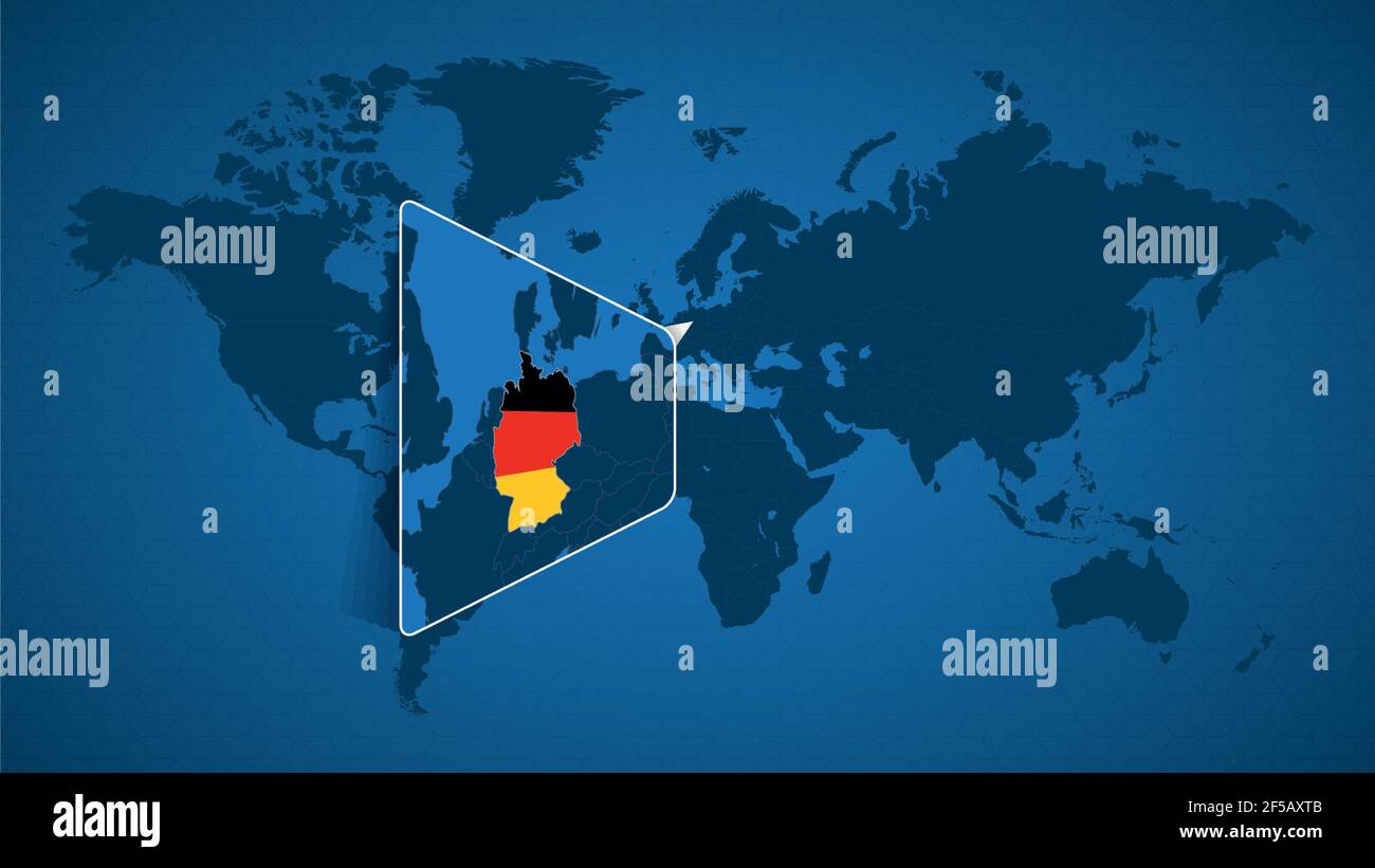 Detailed world map with pinned enlarged map of Germany and neighboring ...