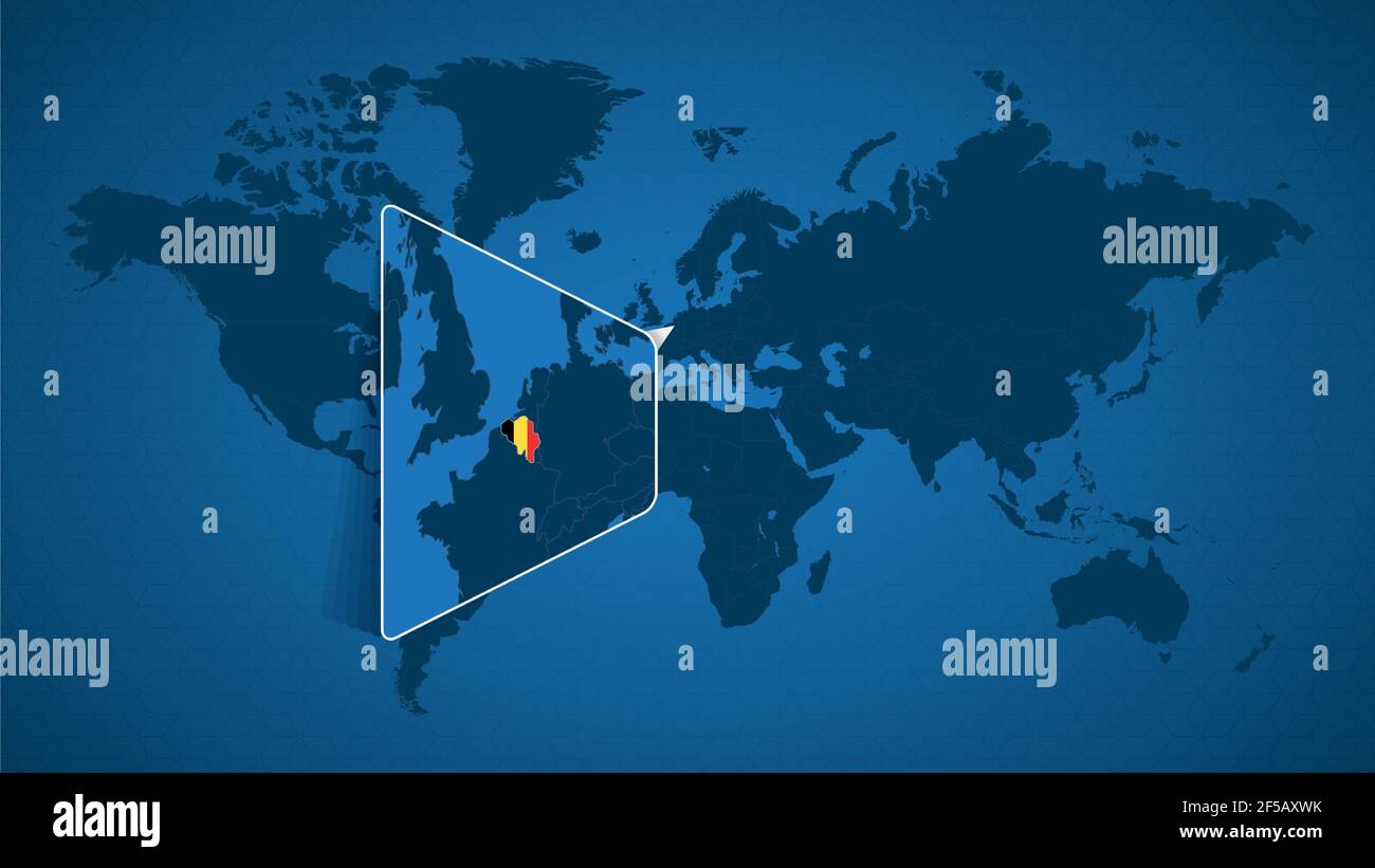 Detailed world map with pinned enlarged map of Belgium and neighboring ...