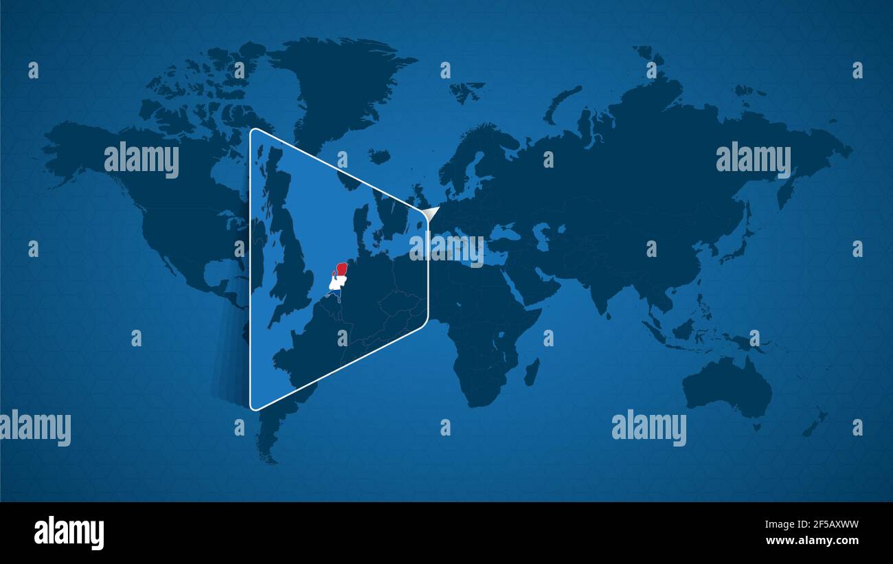Detailed world map with pinned enlarged map of Netherlands and ...