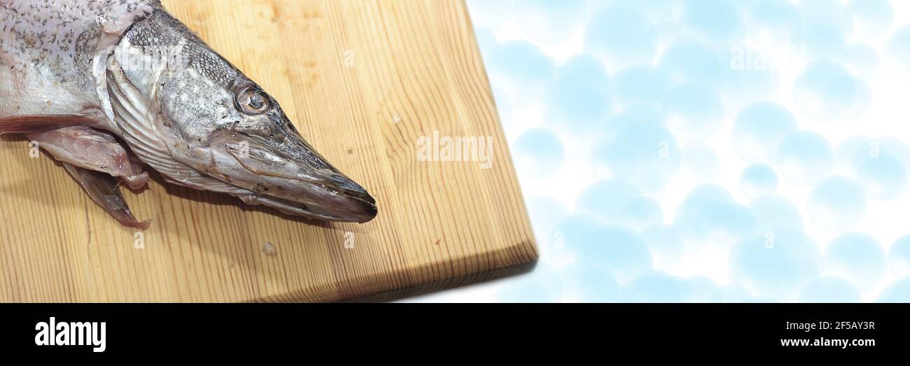 Pike prepared for cooking. Fresh cut fish. Dietary product. Ready to ...