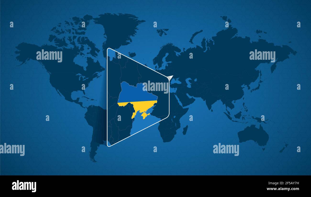 Detailed world map with pinned enlarged map of Ukraine and neighboring ...