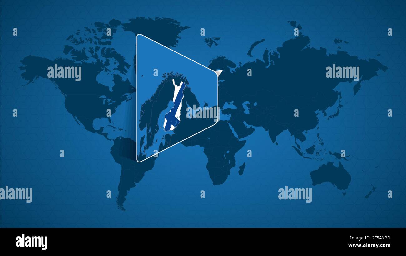 Detailed world map with pinned enlarged map of Finland and neighboring ...