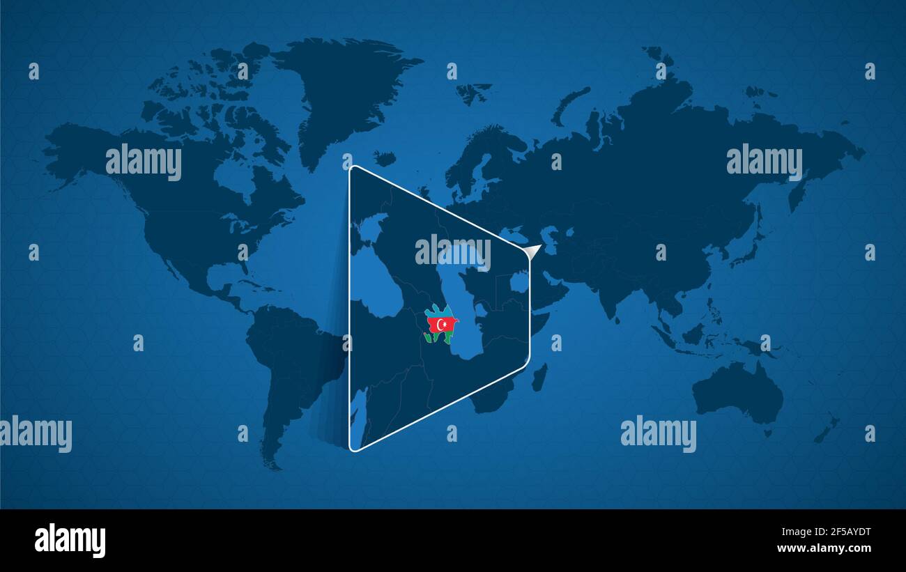 Detailed world map with pinned enlarged map of Azerbaijan and ...