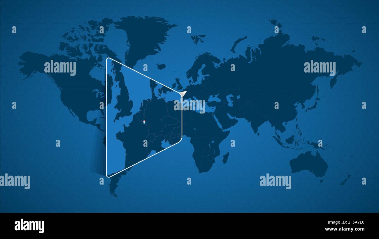 Detailed world map with pinned enlarged map of Luxembourg and ...