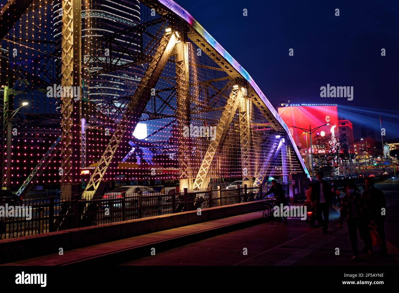 Cityscape night lights china guangzhou riverside Stock Photo - Alamy