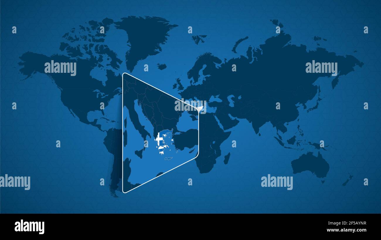 Detailed world map with pinned enlarged map of Greece and neighboring ...