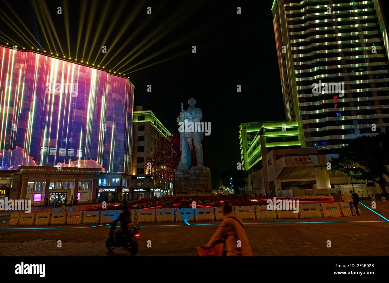 Cityscape night lights china guangzhou riverside Stock Photo - Alamy