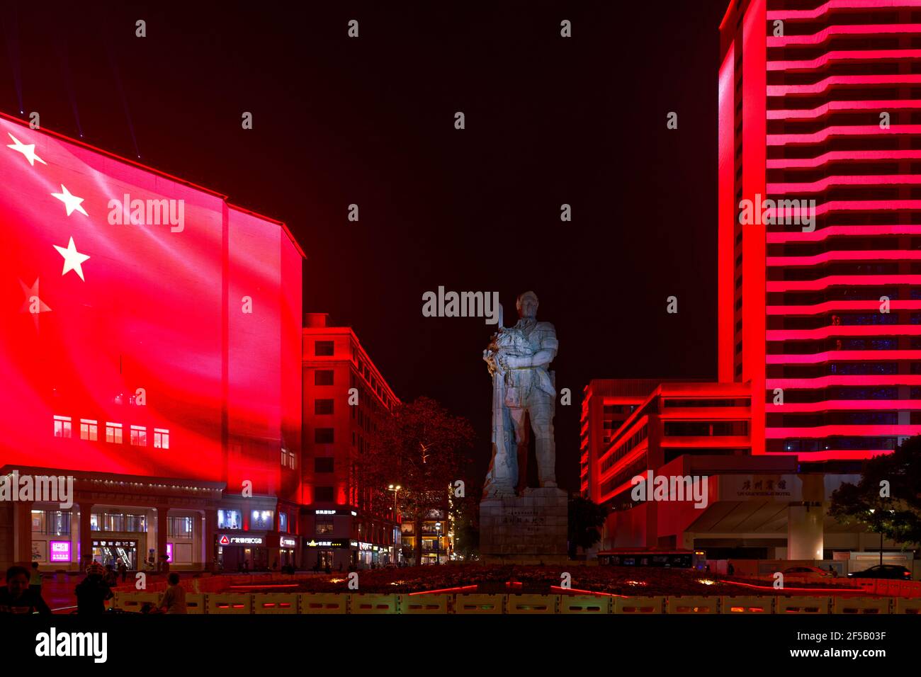 Cityscape night lights china guangzhou riverside Stock Photo - Alamy