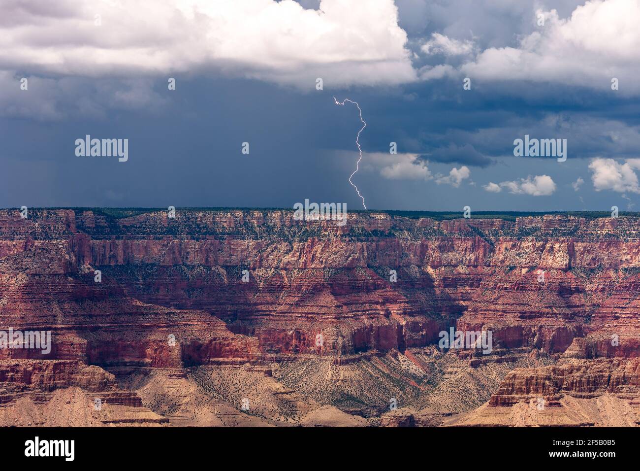 Lightning strike from a monsoon thunderstorm over the Grand Canyon in ...