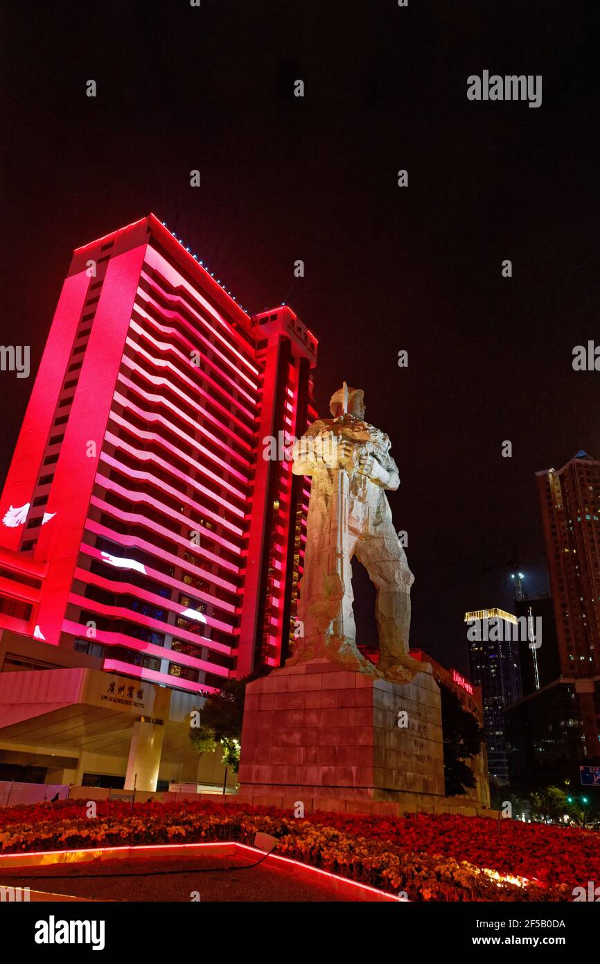 Cityscape night lights china guangzhou riverside Stock Photo - Alamy