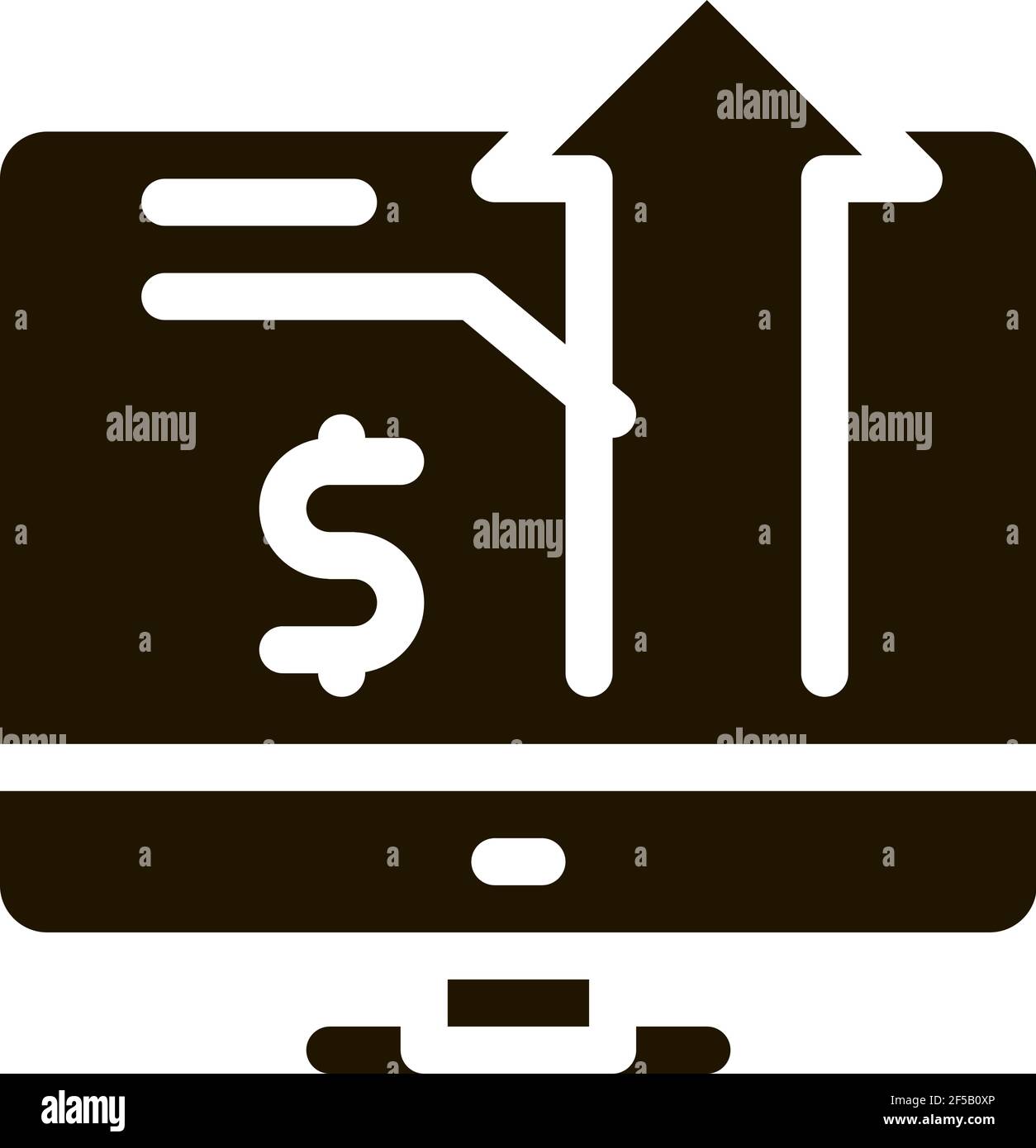 computer chart of money up growth icon Vector Glyph Illustration Stock ...