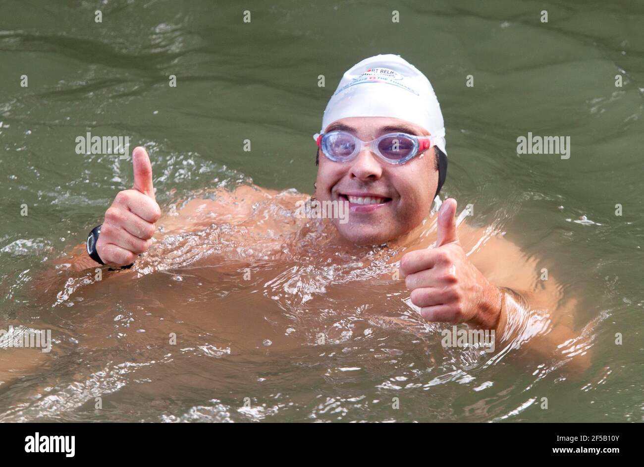 David Walliams, comedian and television star, begins his swim along the ...