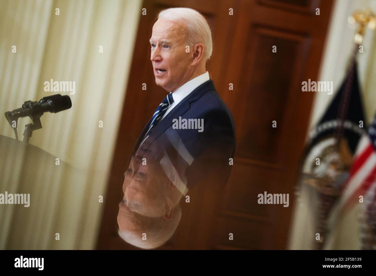 President Joe Biden speaks during the first formal press conference of ...