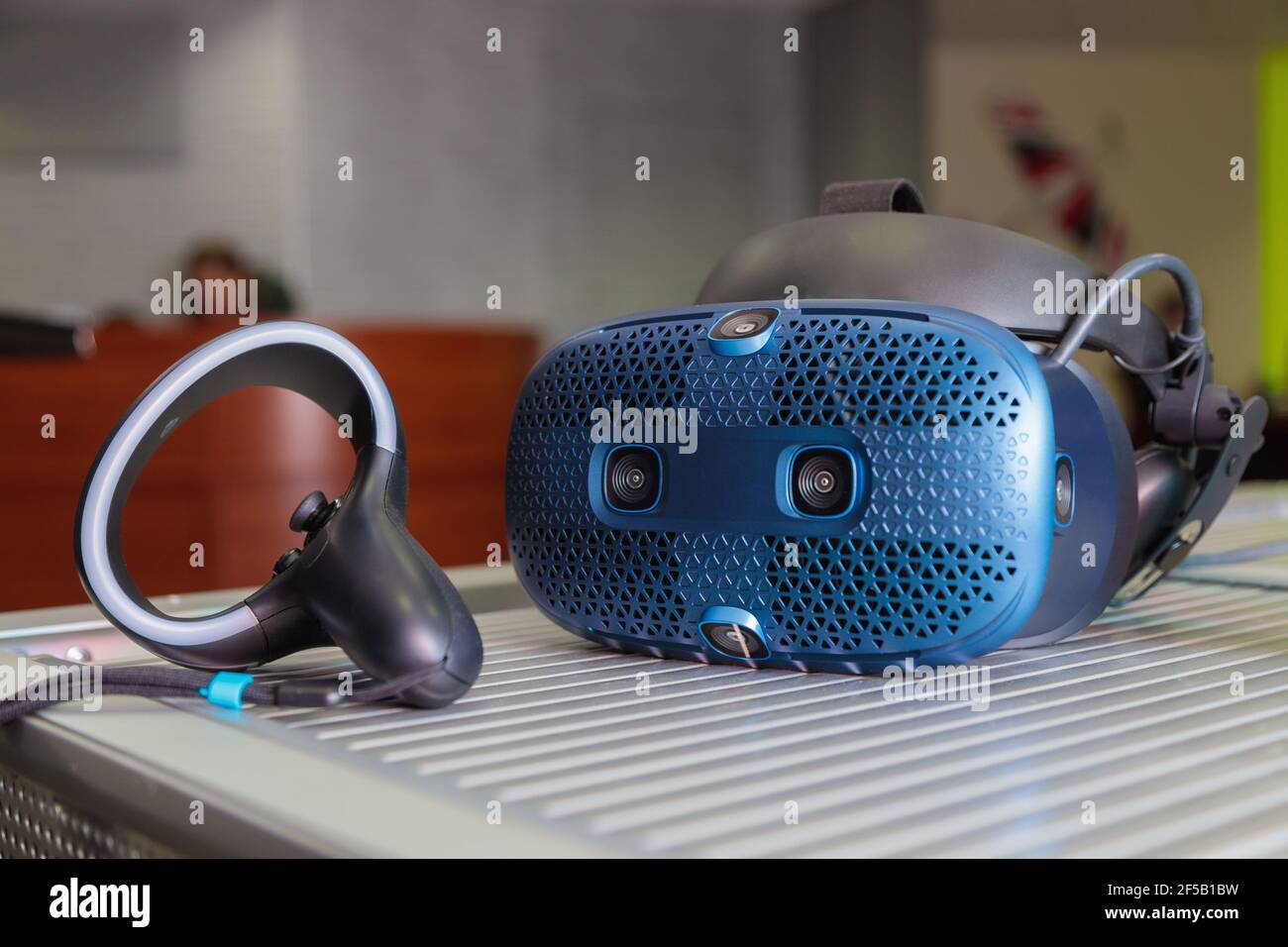 Virtual reality helmet. VR headset. 3D rendering with virtual reality ...