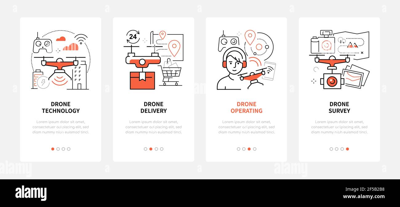 Drone technology - modern line design style web banners with copy space ...