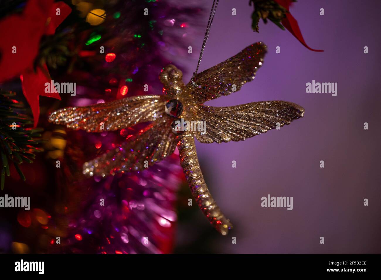 Decorated Christmas tree on blurred background Stock Photo - Alamy