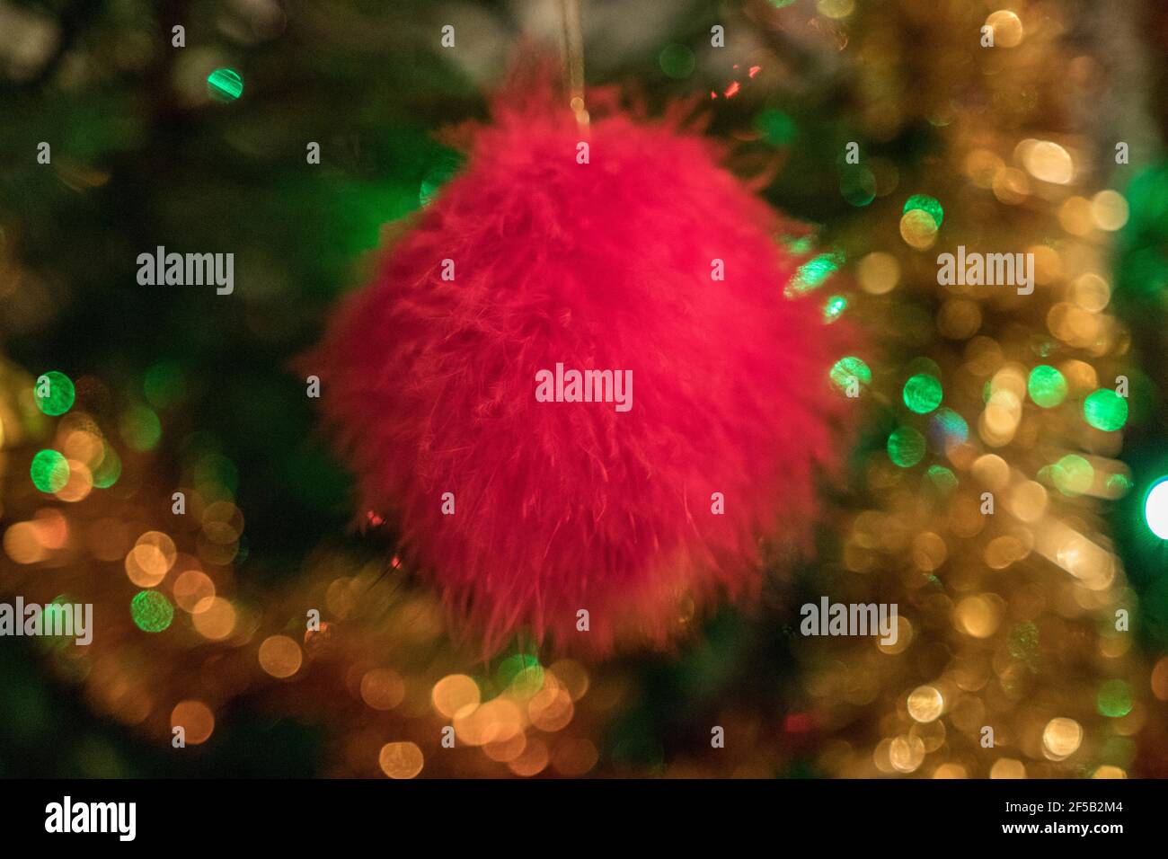 Decorated Christmas tree on blurred background Stock Photo - Alamy