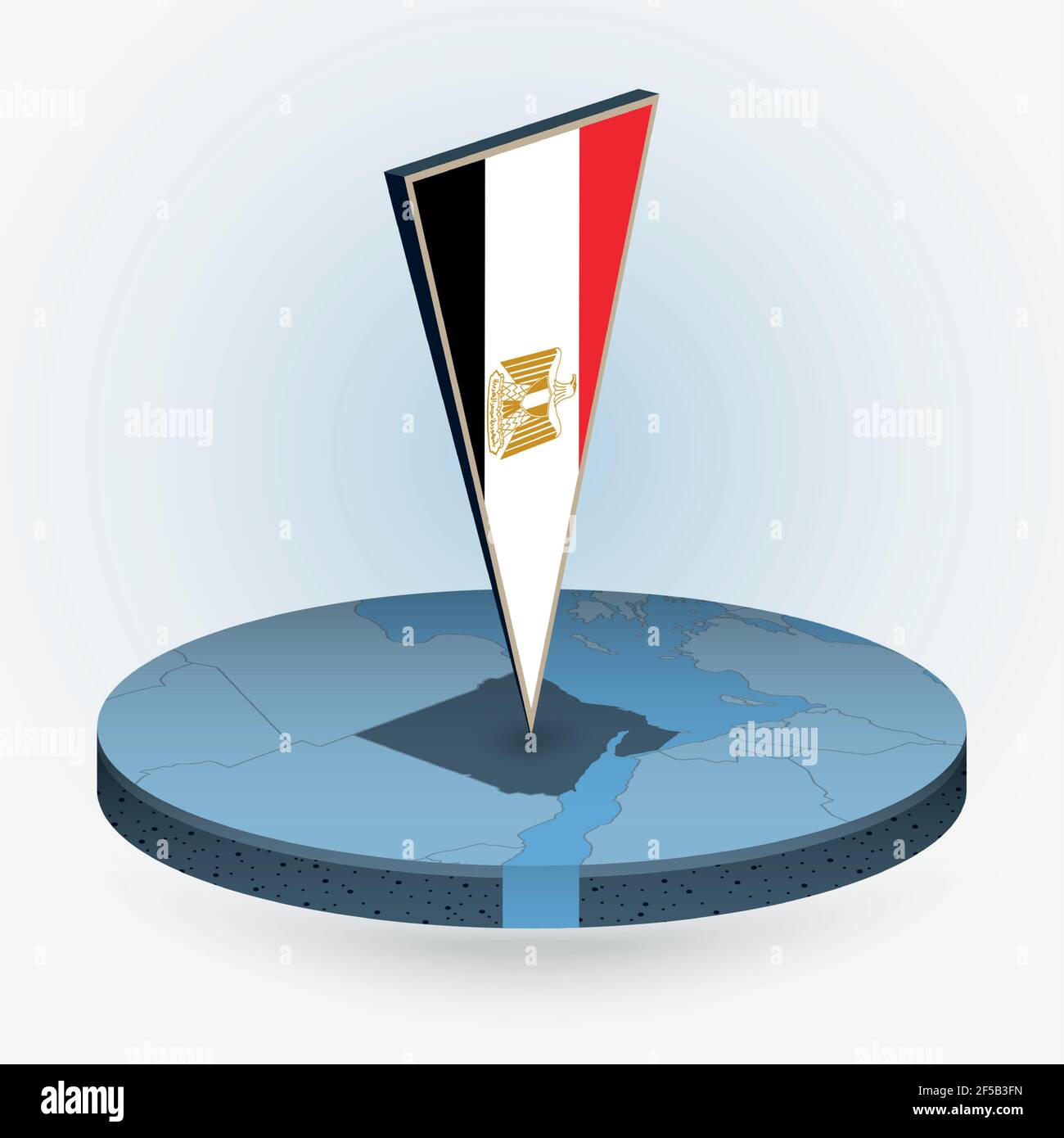 Egypt map in round isometric style with triangular 3D flag of Egypt ...