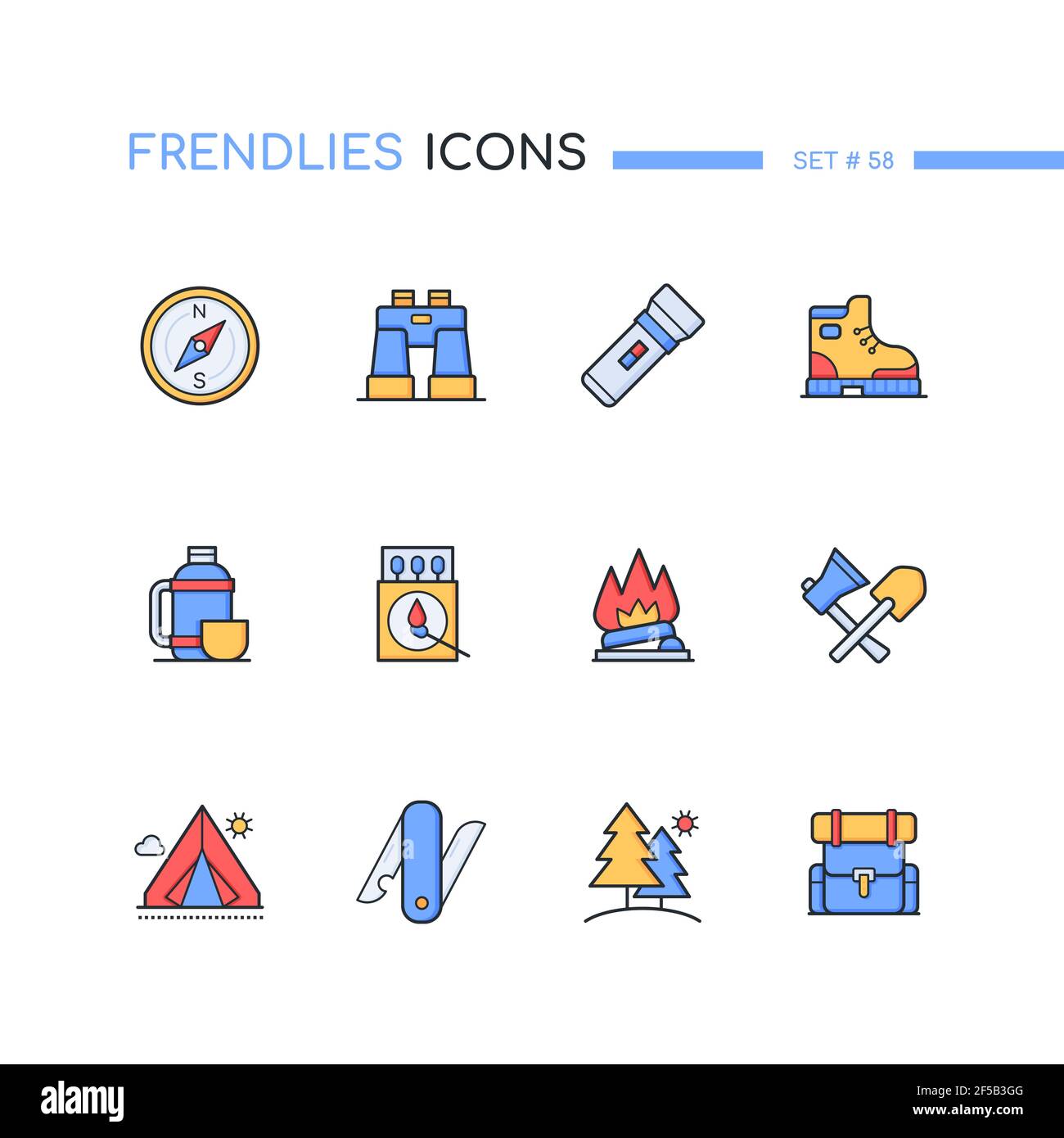 Tourism concept backpack binocular Stock Vector Images - Alamy