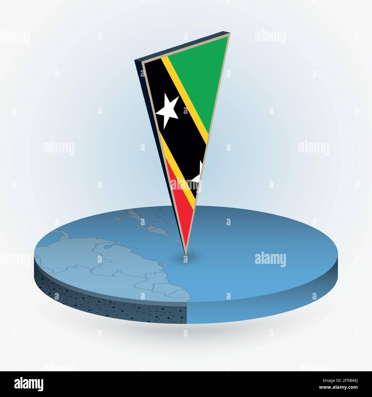 Saint Kitts and Nevis map in round isometric style with triangular 3D ...