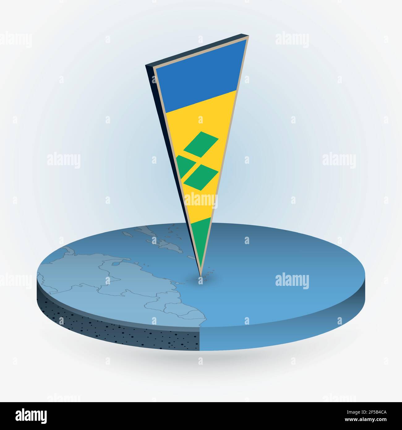 Saint Vincent and the Grenadines map in round isometric style with ...