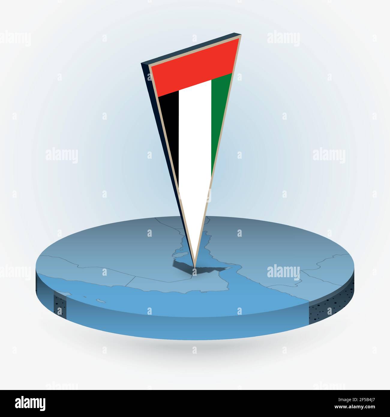 United Arab Emirates map in round isometric style with triangular 3D ...
