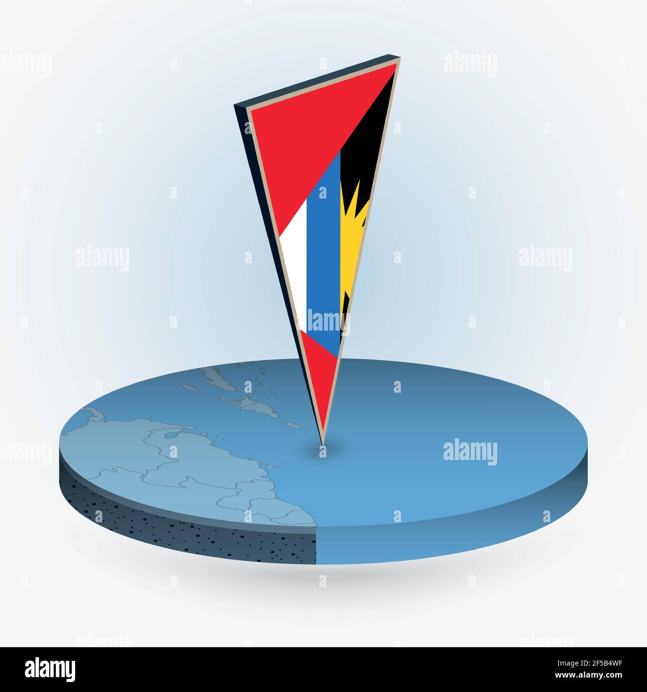 Antigua and Barbuda map in round isometric style with triangular 3D ...