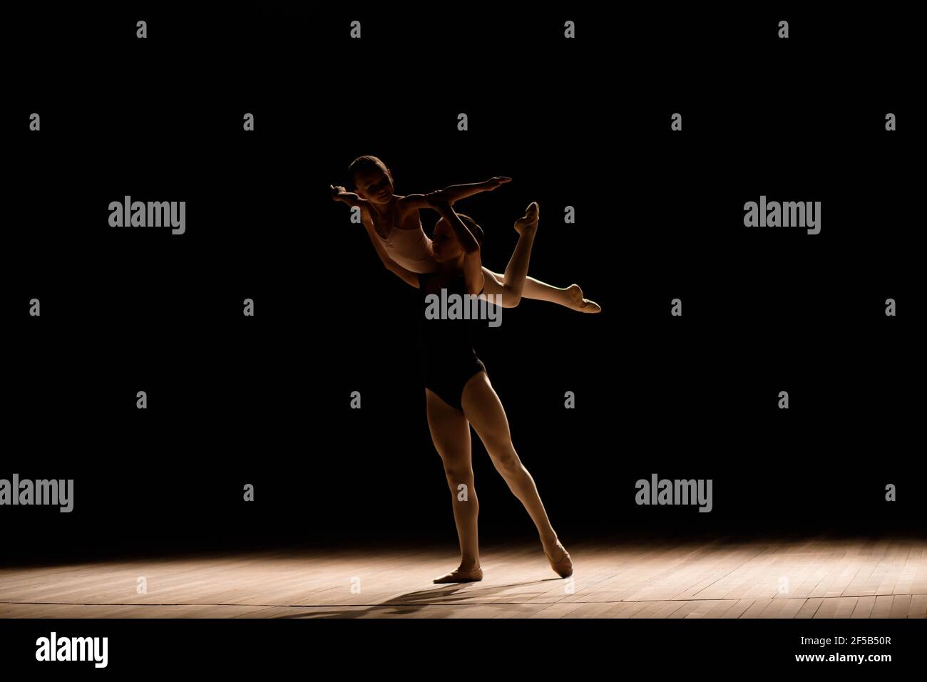 Acrobatic dance. Dance with elements of acrobatics. Girls doing dance ...