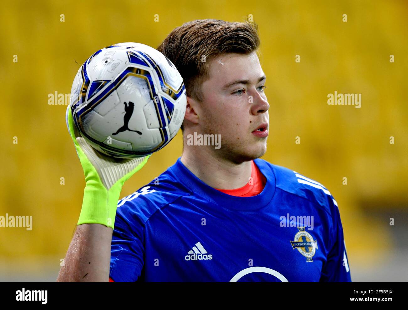 Northern Ireland goalkeeper Bailey Peacock-Farrell warms up on the ...