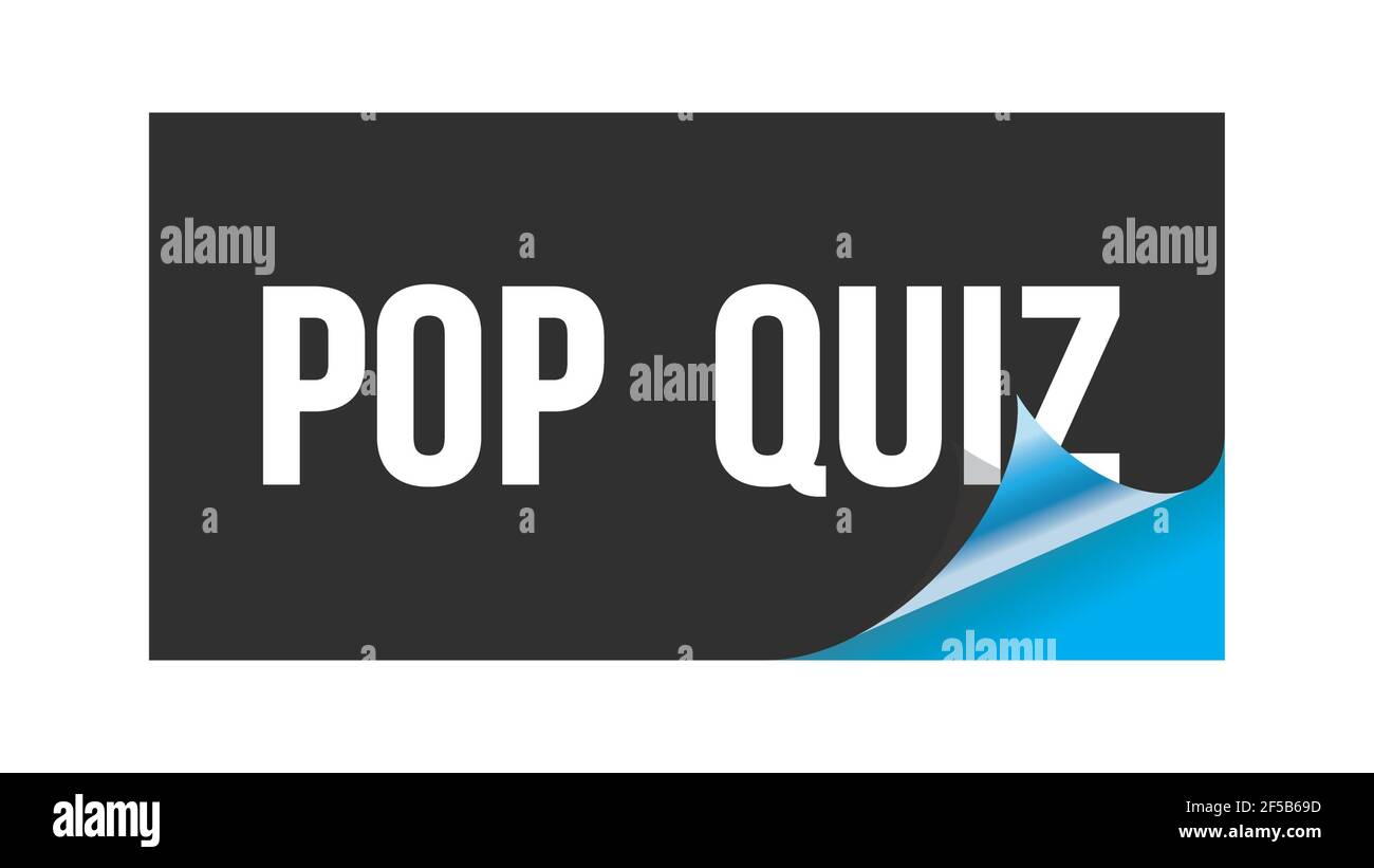 POP QUIZ text written on black blue sticker stamp Stock Photo - Alamy
