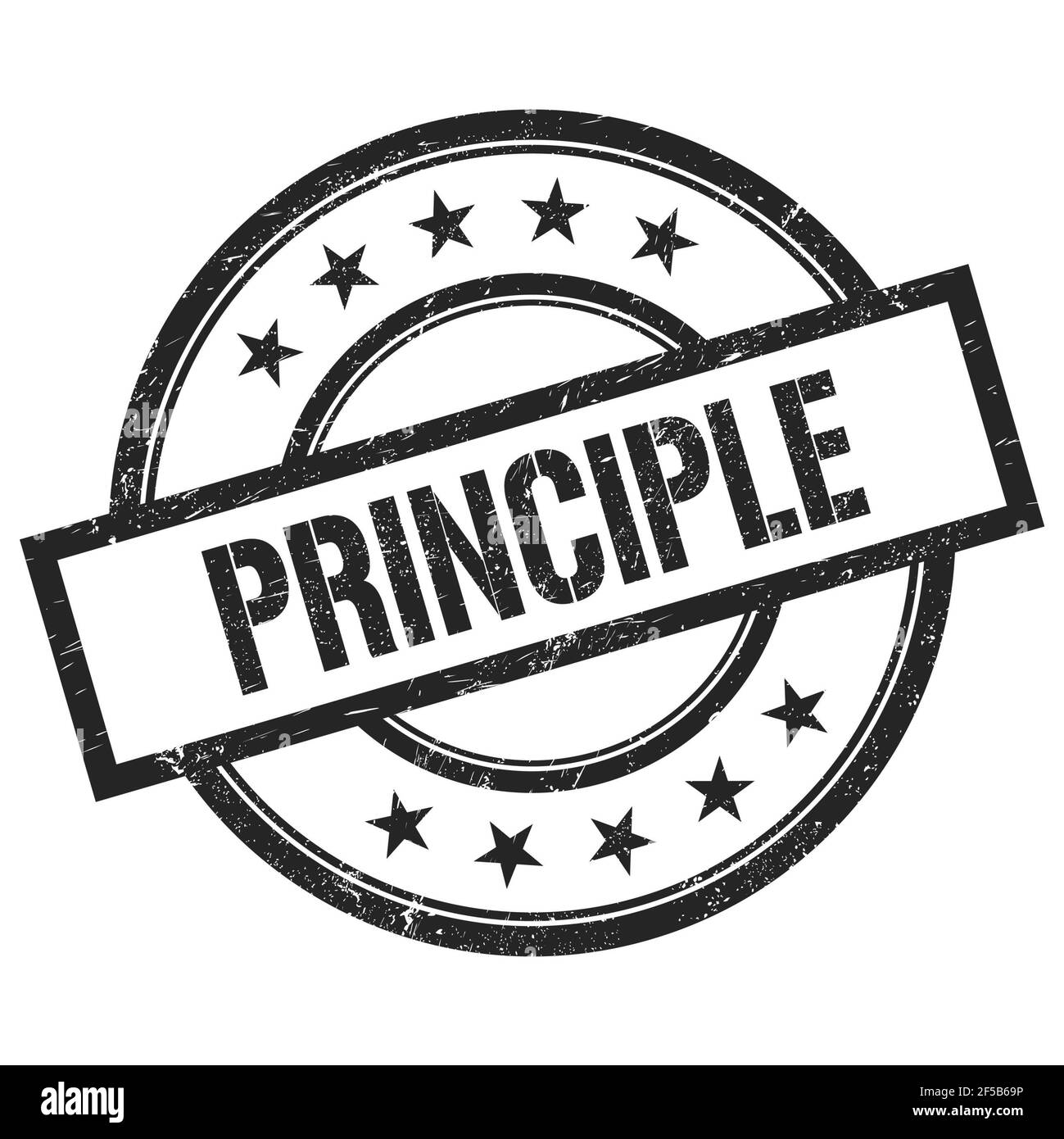 PRINCIPLE text written on black round vintage rubber stamp Stock Photo ...