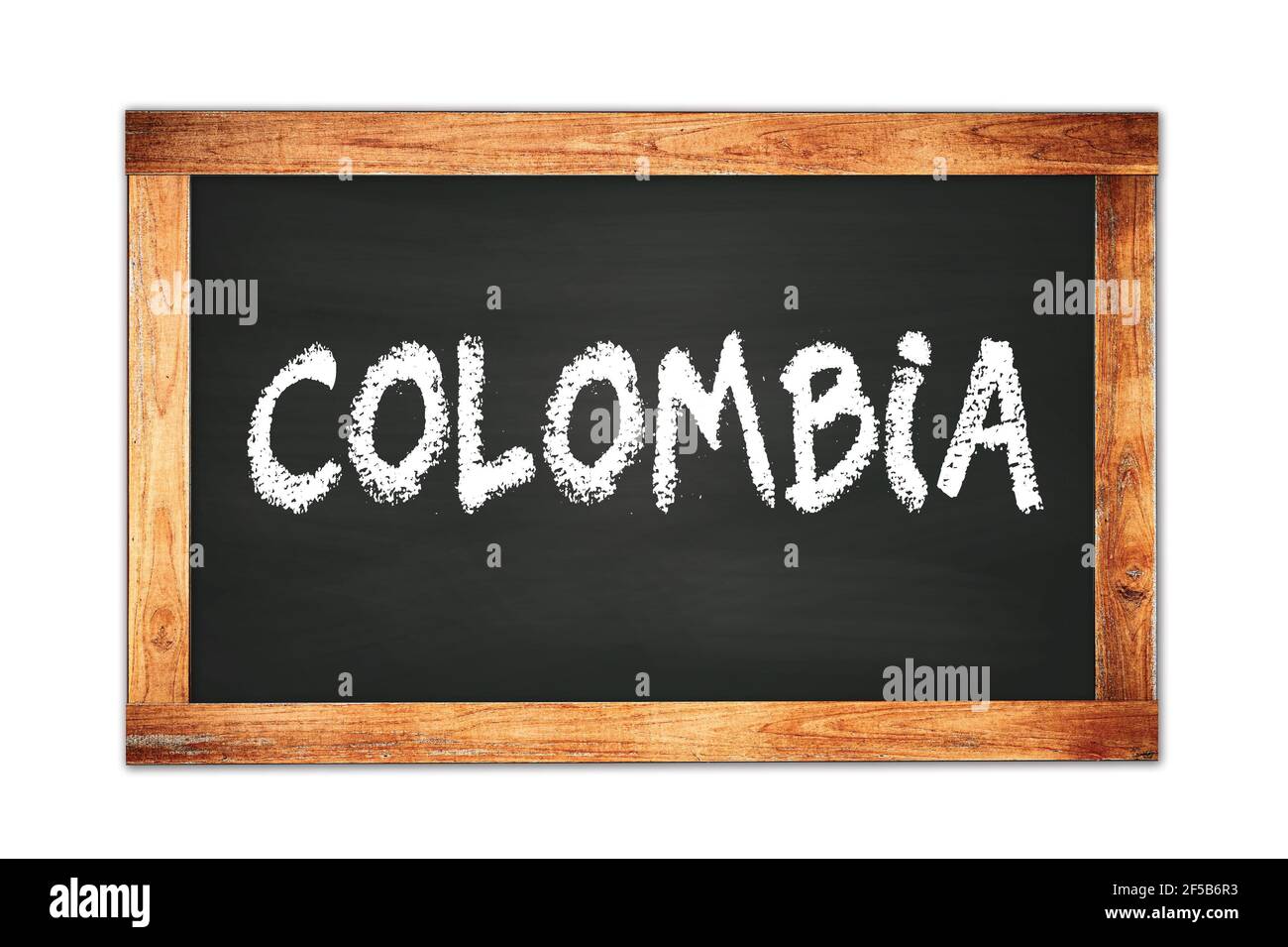 COLOMBIA text written on black wooden frame school blackboard Stock ...