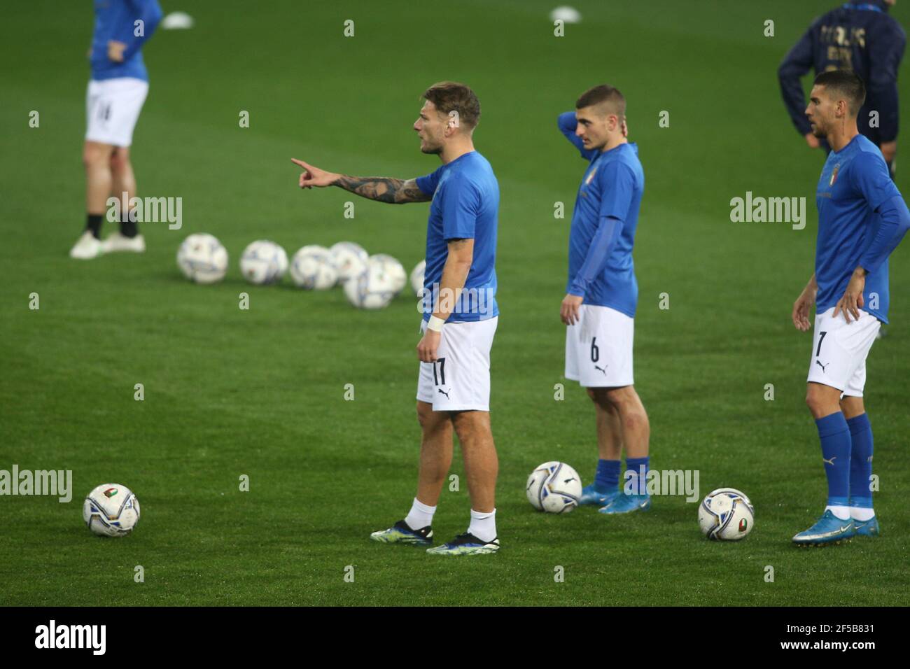 Parma, Italy. 25th Mar, 2021. Parma, Italy 25.03.2021:Italy warm up ...
