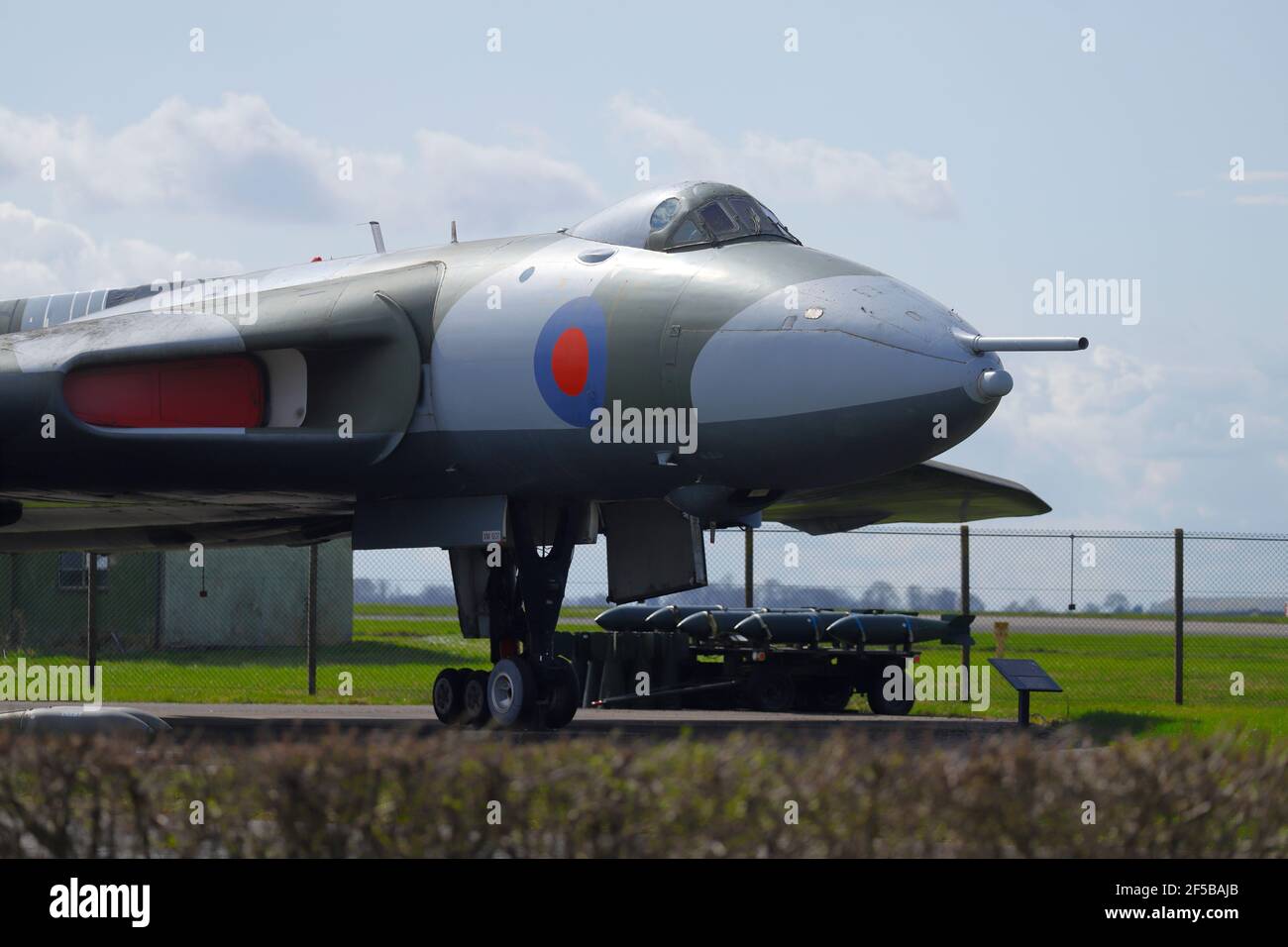 Avro Vulcan XM607 gate guard at RAF Waddington in Lincolnshire,UK Stock ...