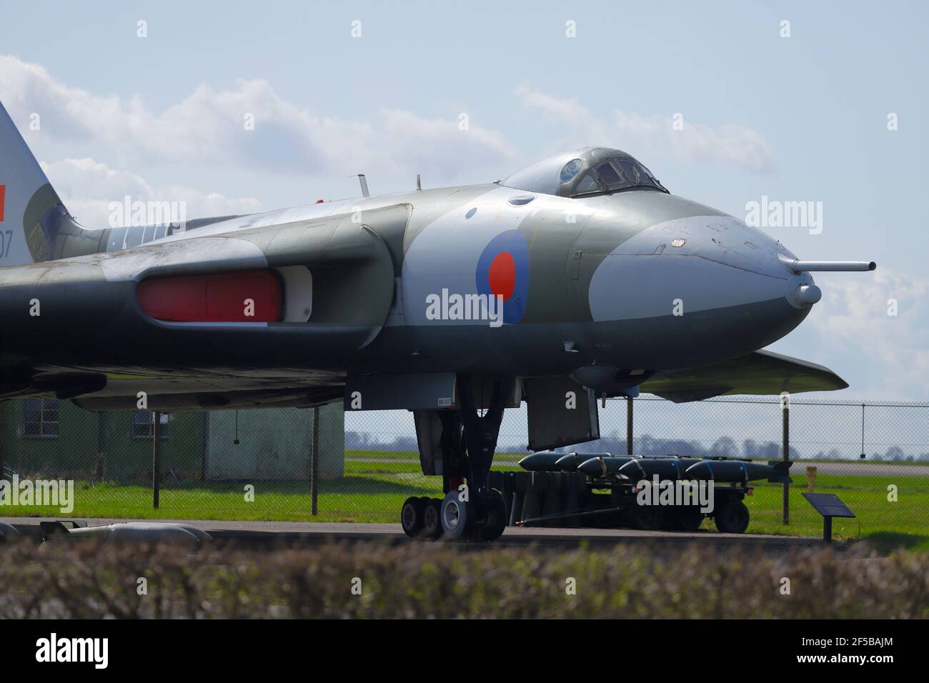 Avro Vulcan XM607 gate guard at RAF Waddington in Lincolnshire,UK Stock ...