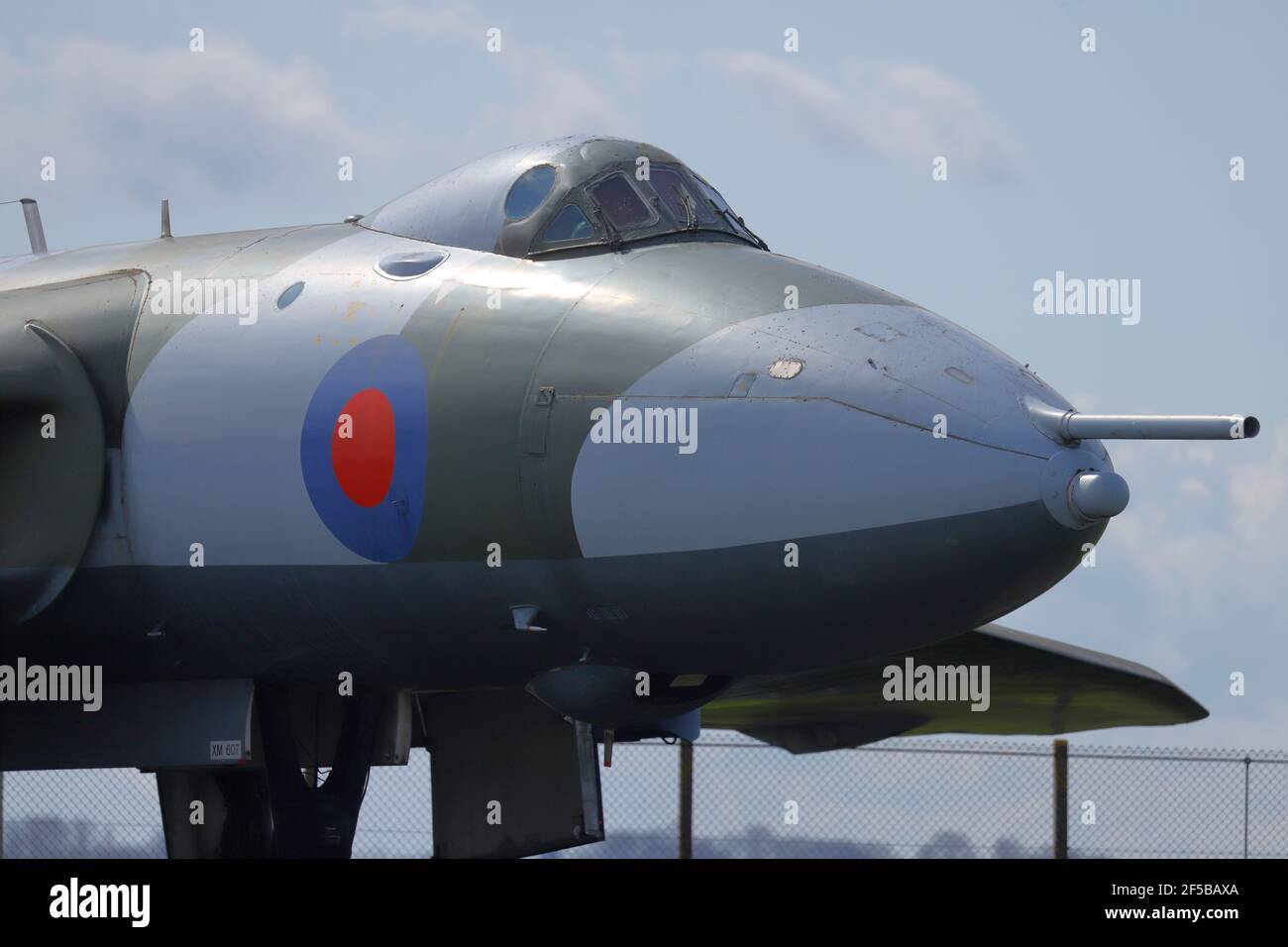 Avro Vulcan XM607 gate guard at RAF Waddington in Lincolnshire,UK Stock ...