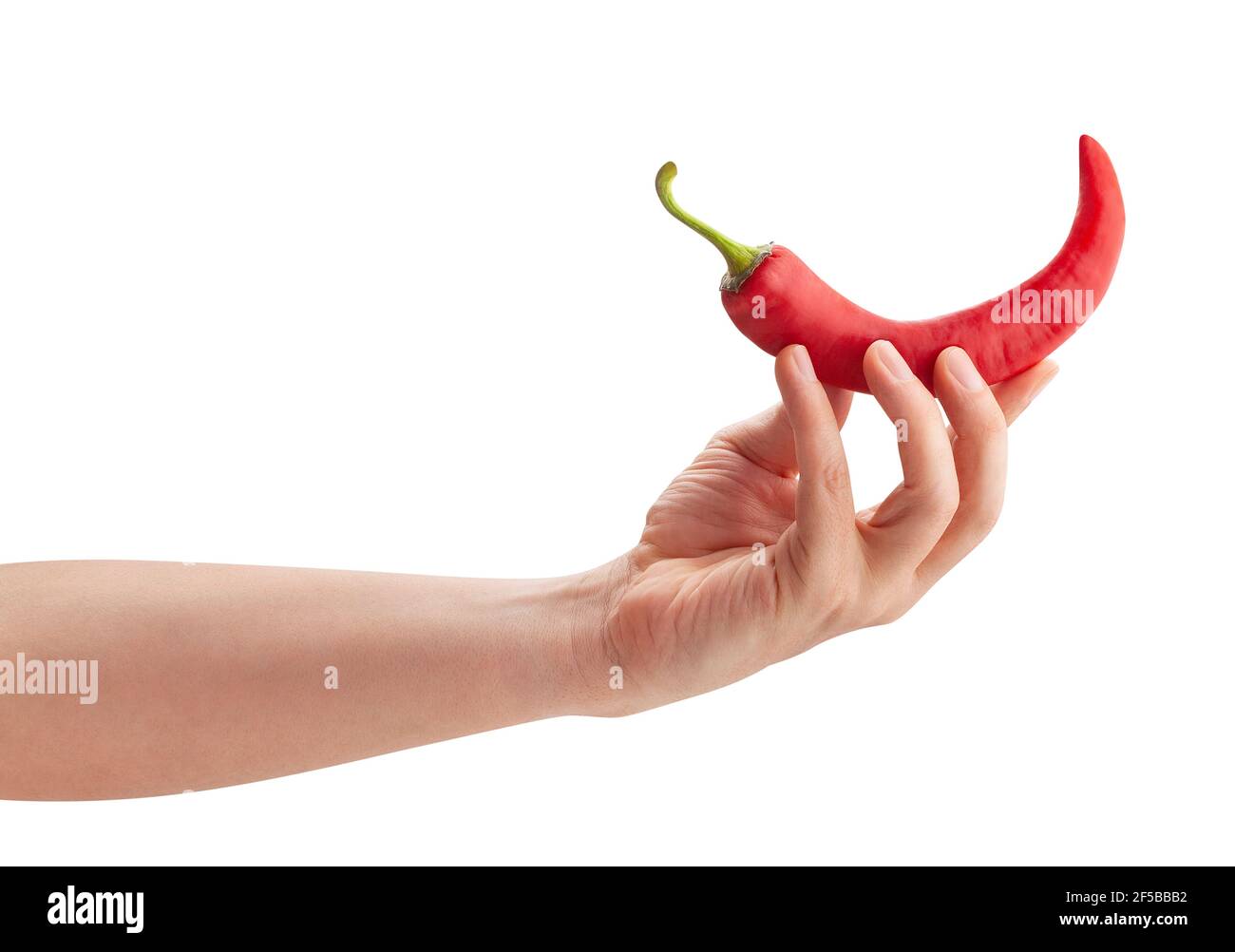 chilli pepper in hand path isolated on white Stock Photo - Alamy