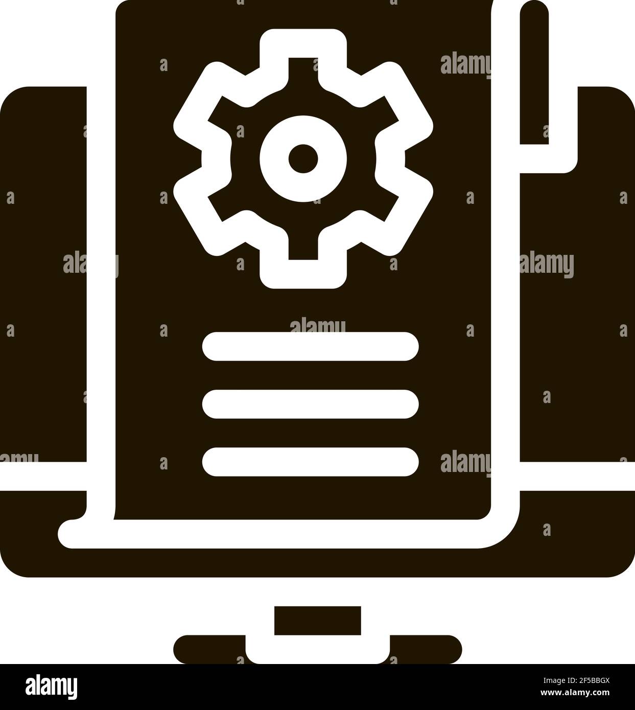 settings documents in computer icon Vector Glyph Illustration Stock ...