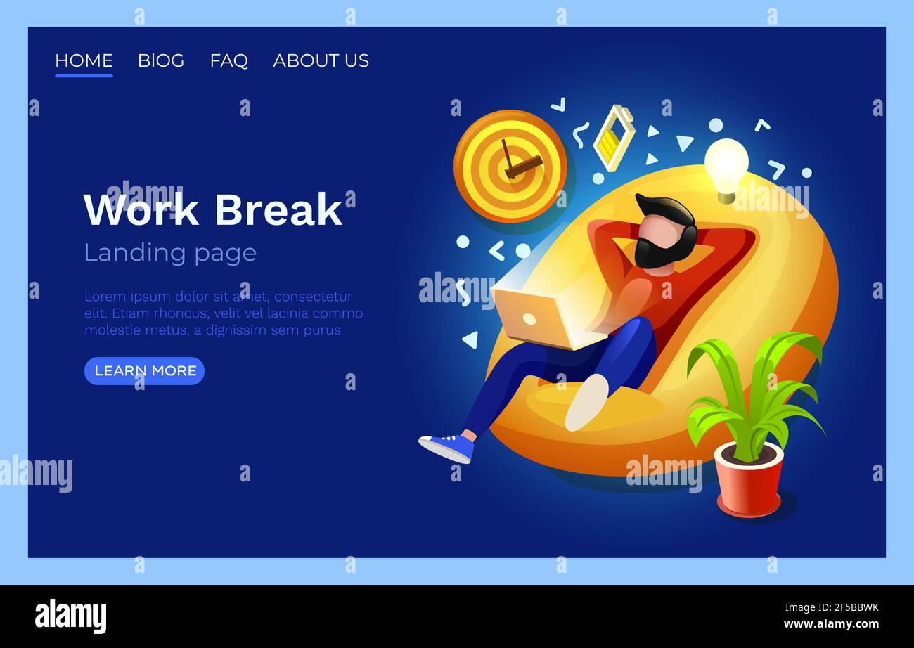 Work Break office room, landing page website, developer freelancer ...