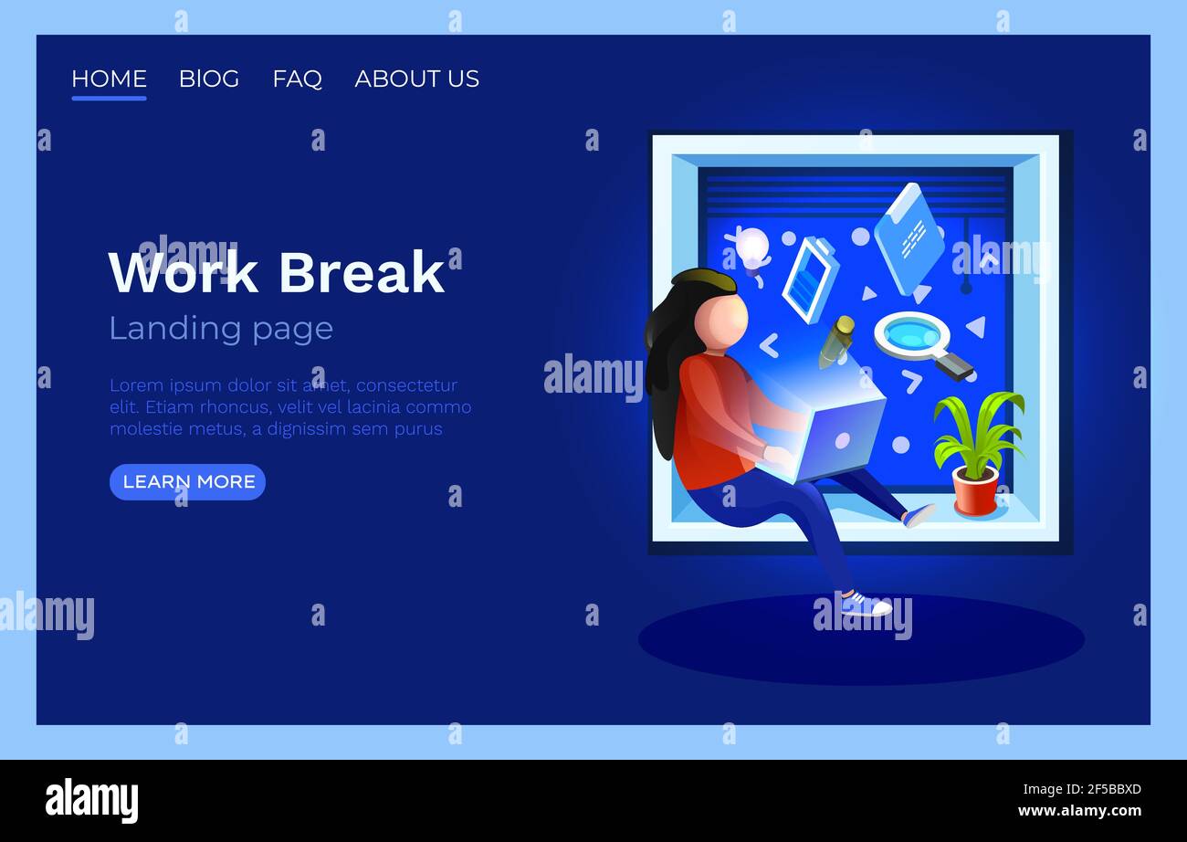 Work Break office room, landing page website, developer freelancer ...