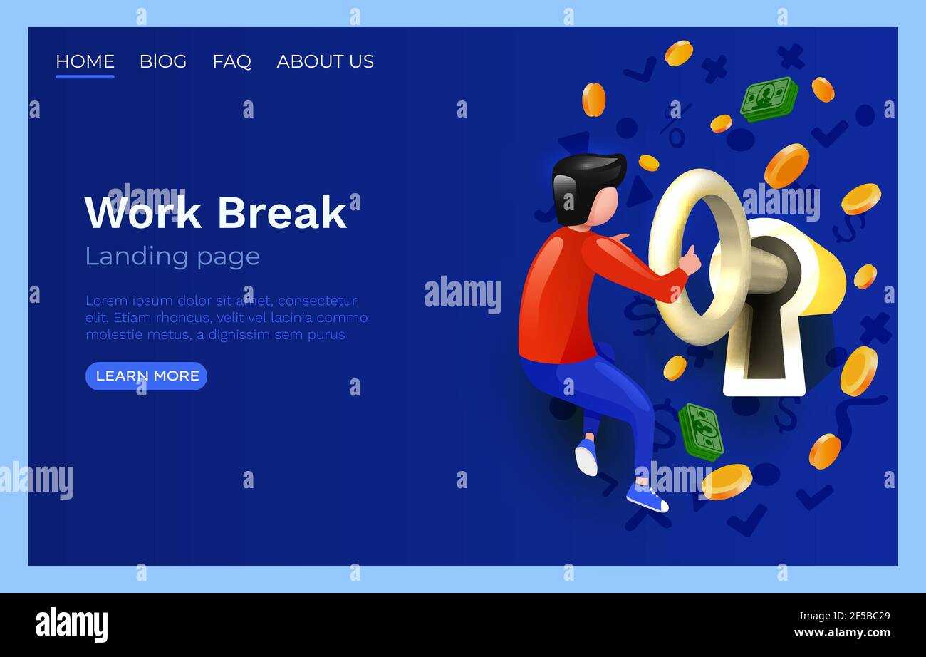 Open the lock, landing page website, app service password. Vector ...