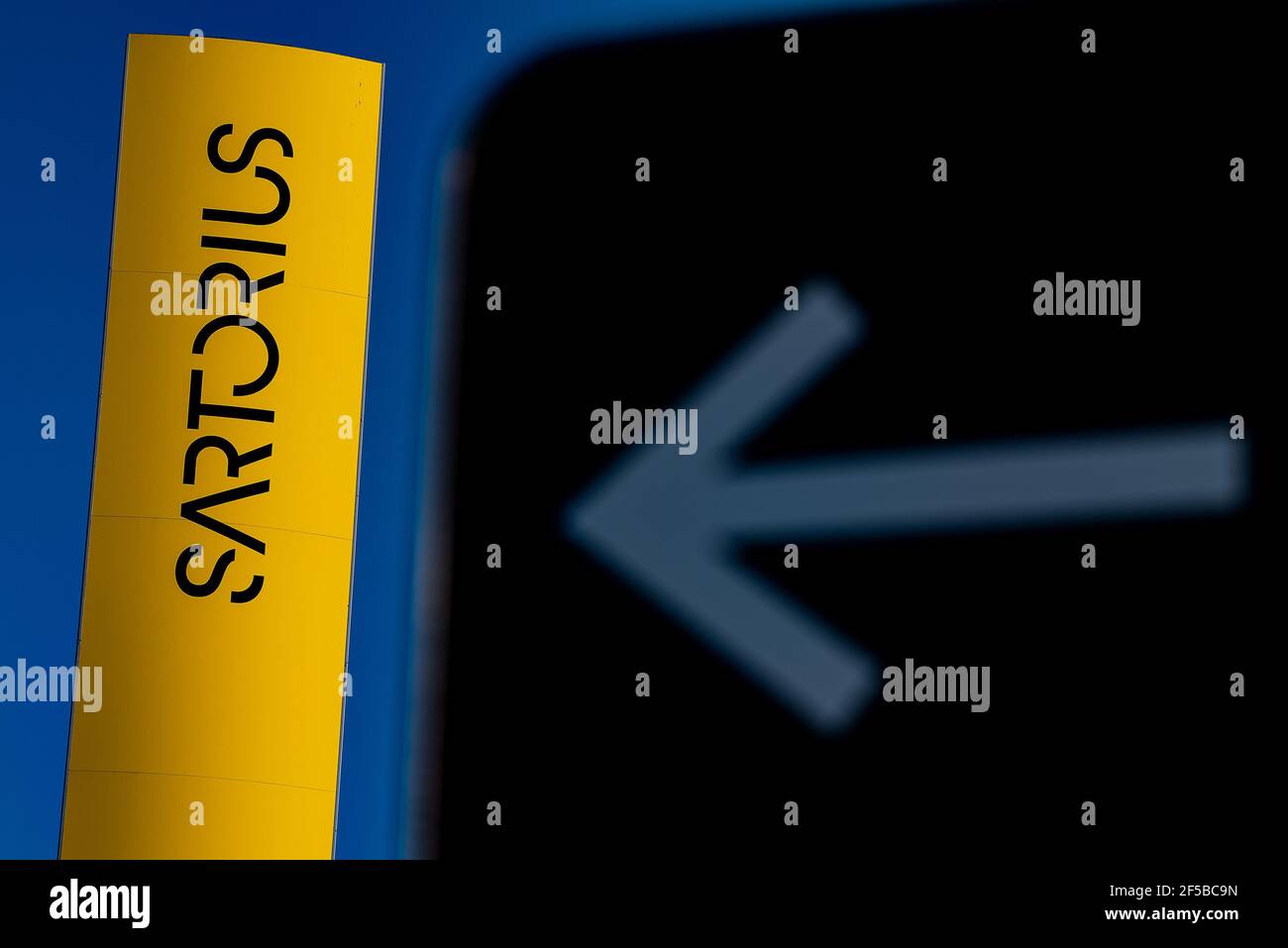 25 March 2021, Lower Saxony, Göttingen: The Sartorius logo can be seen ...
